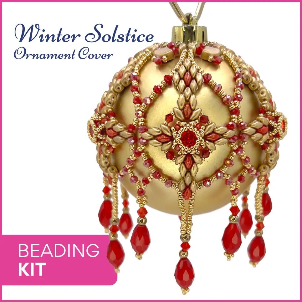 Winter Solstice Ornament Cover Kit GOLD and RED | EUREKA CRYSTAL BEADS