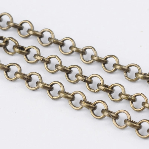 Rolo Chain 4mm ANTIQUE BRONZE Plated | Eureka Crystal Beads