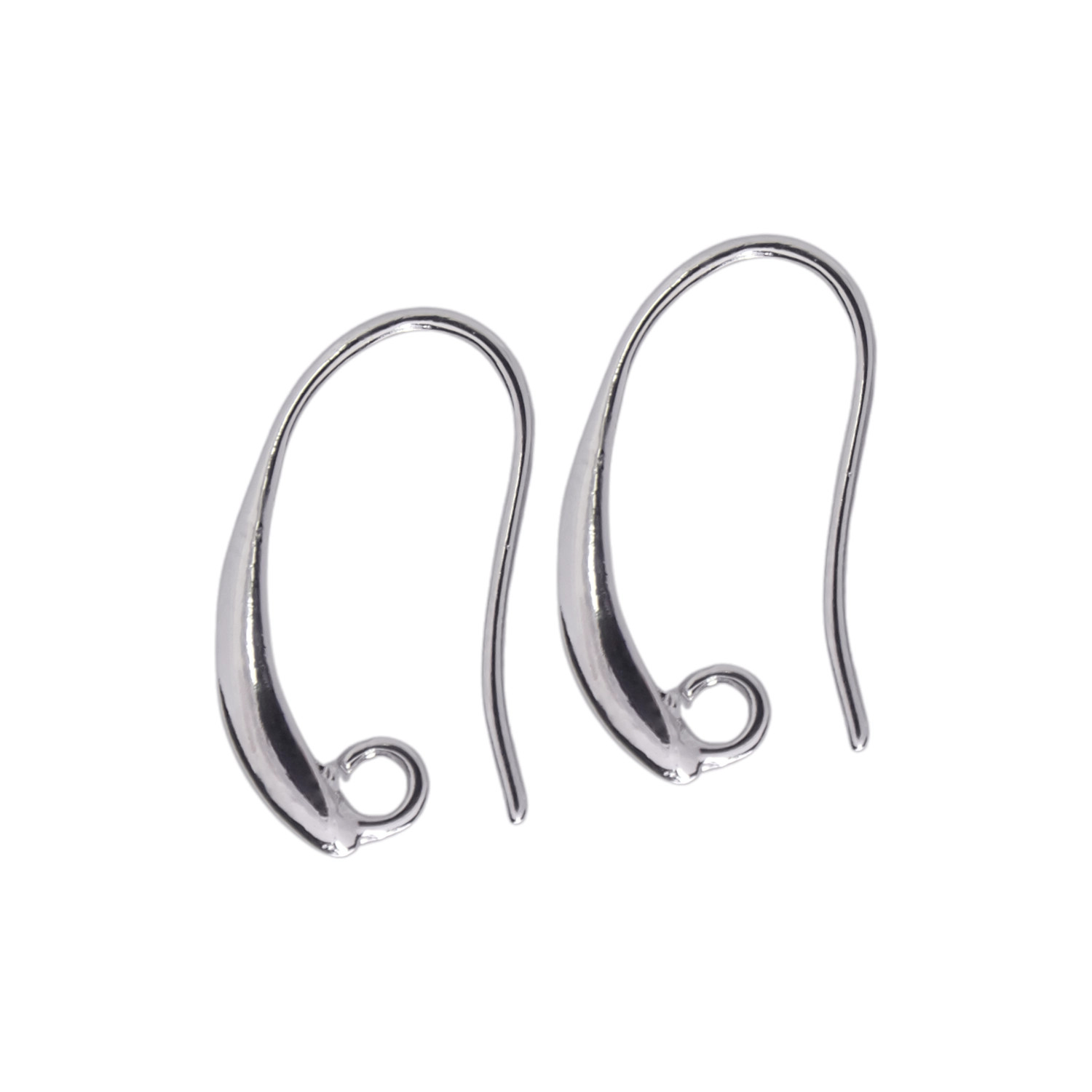 EAR WIRE Crescent Hook w/Loop 19.5m White Gold Plated