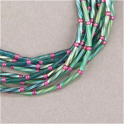Miyuki TWISTED BUGLE Beads 2.7x12mm MATTE BLACK AB
