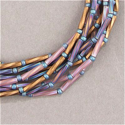 Miyuki TWISTED BUGLE Beads 2.7x12mm MATTE BLACK AB
