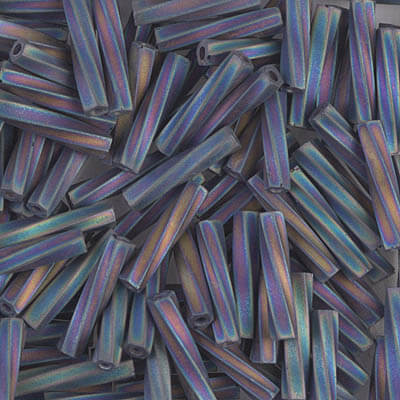 Miyuki TWISTED BUGLE Beads 2.7x12mm MATTE BLACK AB