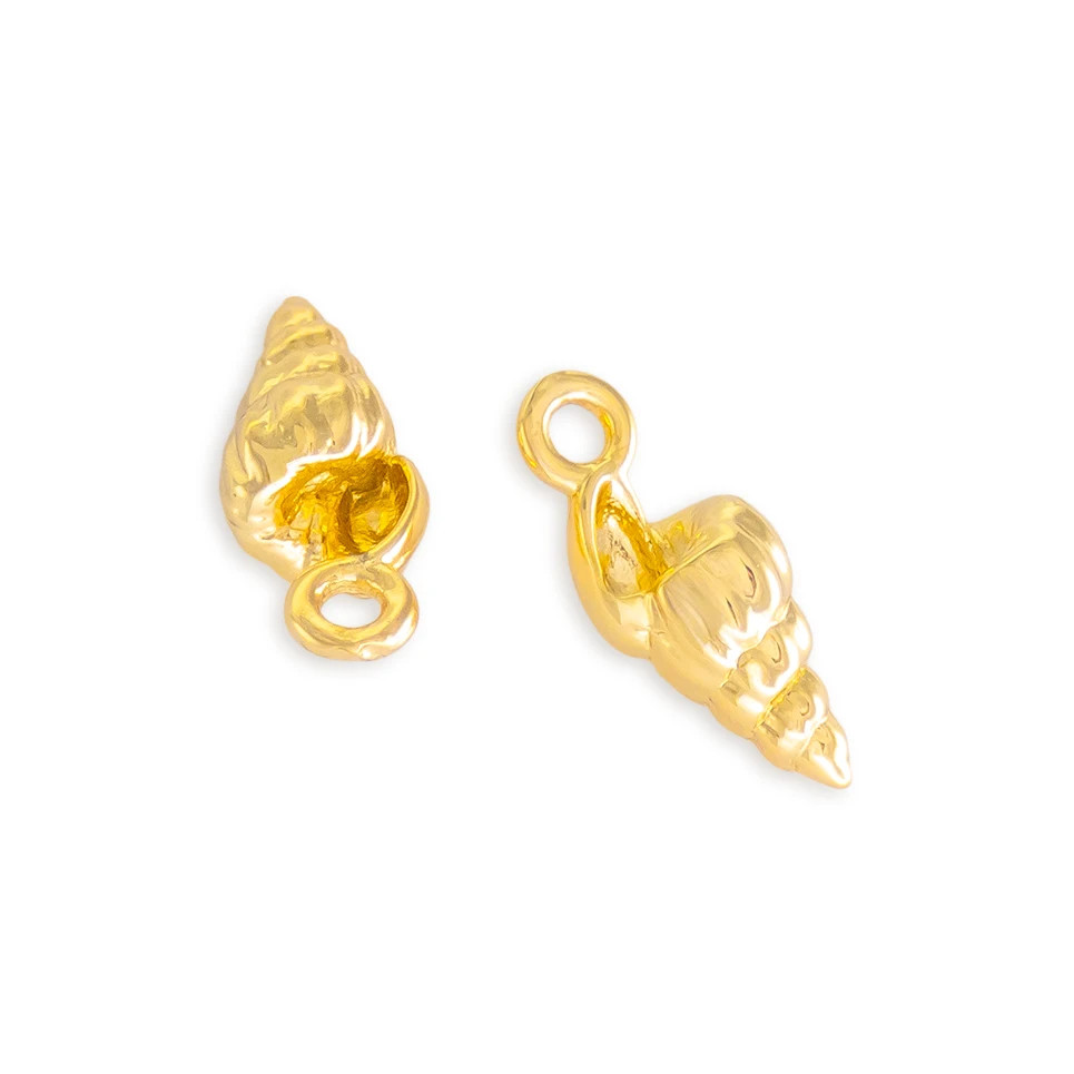 Natural Gold Plated SPIRAL SHELL CHARMS | Eureka Crystal Beads