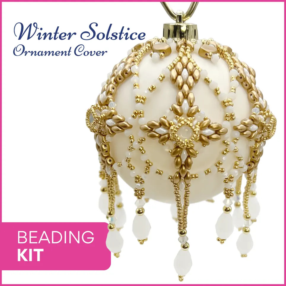 Winter Solstice Ornament Cover Kit GOLD and WHITE | Eureka Crystal Beads