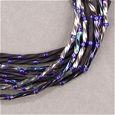 Miyuki TWISTED BUGLE Beads 2.7x12mm MATTE BLACK AB