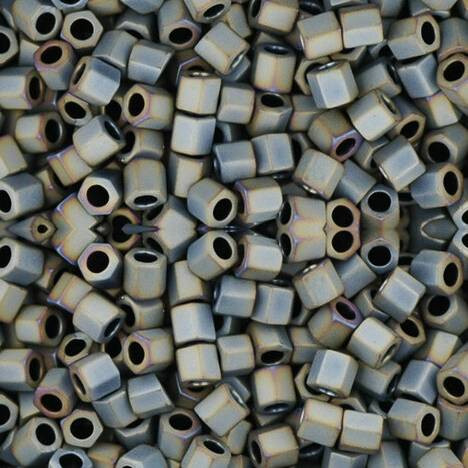 Toho HEXAGON 8/0 Seed Beads MATTE IRIS GRAY | EUREKA CRYSTAL BEADS
