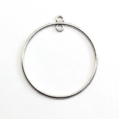 Frame Link CIRCLE CONNECTOR w/2 holes 39mm Silver Plated