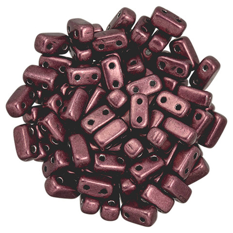 2-Hole Brick Beads CzechMates SATURATED METALLIC RED PEAR