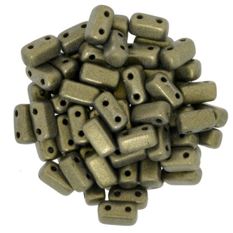 2-Hole Brick Beads CzechMates METALLIC SUEDE GOLD