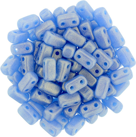 2-Hole Brick Beads CzechMates SUEDED GOLD OPAQUE BABY BLUE