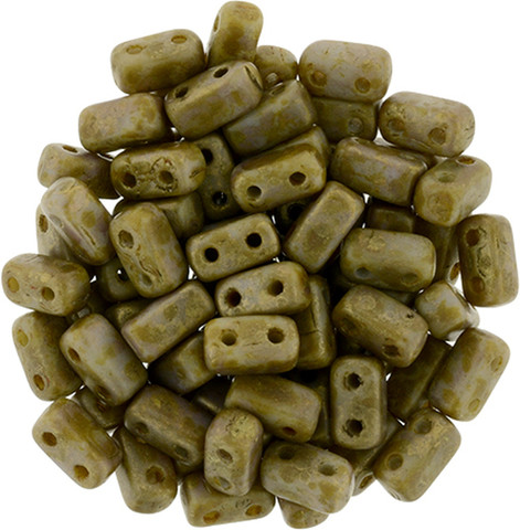 2-Hole Brick Beads CzechMates ASHEN GRAY COPPER PICASSO