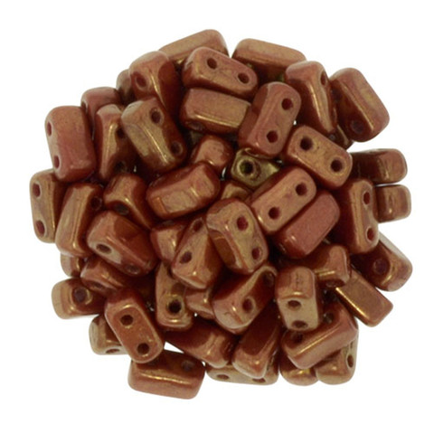 2-Hole Brick Beads CzechMates PATINA OPAQUE RED