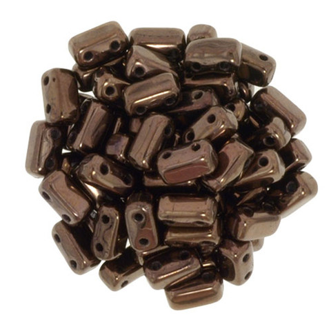2-Hole Brick Beads CzechMates DK BRONZE| EUREKA CRYSTAL BEADS