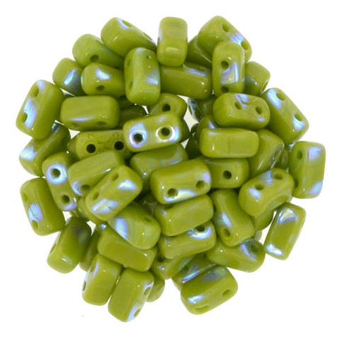 2-Hole Brick Beads CzechMates PEACOCK OPAQUE OLIVE