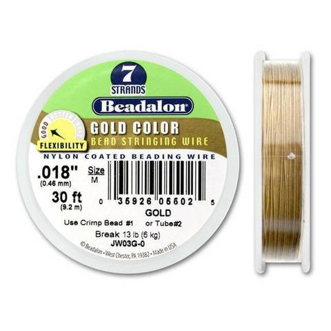 Beadalon 7 Bead Stringing Wire GOLD |EUREKA CRYSTAL BEADS