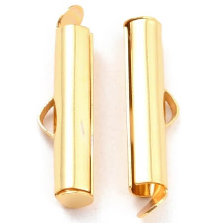 SLIDE END TUBE for 11/0 or 8/0 Seed Beads 25mm Gold Plated