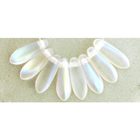 Czech Glass Daggers 10x3mm MATTE CRYSTAL AB