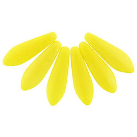 Czech Glass Daggers 16x5mm MATTE LUSTER IRIS CUSTARD