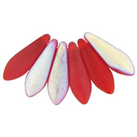 Czech Glass Daggers 16x5mm MATTE SIAM RUBY AB