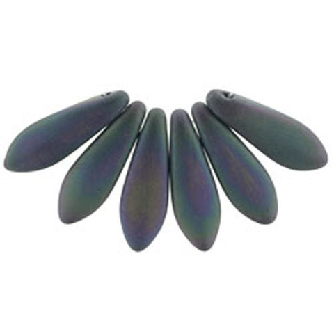 Czech Glass Daggers 16x5mm MATTE IRIS PURPLE