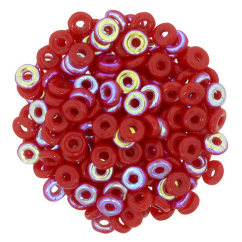 Czech Glass O Beads 1x4mm OPAQUE RED AB | Eureka Crystal Beads