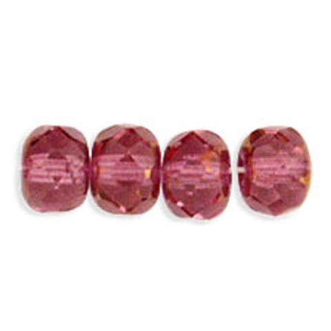 Czech Glass Beads Gemstone Rondelles COPPER FRENCH ROSE 6x4mm