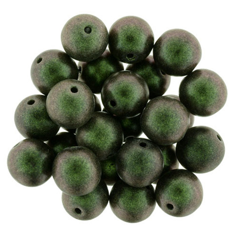 8mm Round Druk Beads POLYCHROME OLIVE MAUVE Czech Glass
