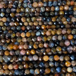 BLUE PIETERSITE 3mm High Grade Faceted Gemstone Beads