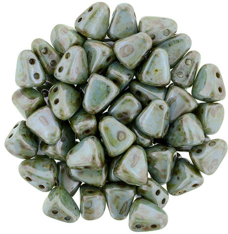 2-Hole NIB-BIT Beads LUSTER OPAQUE GREEN |EUREKA CRYSTAL BEADS