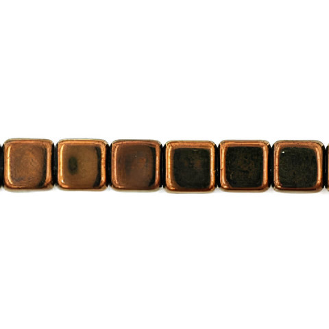 Flat Square Czech Glass Beads 6mm DK BRONZE