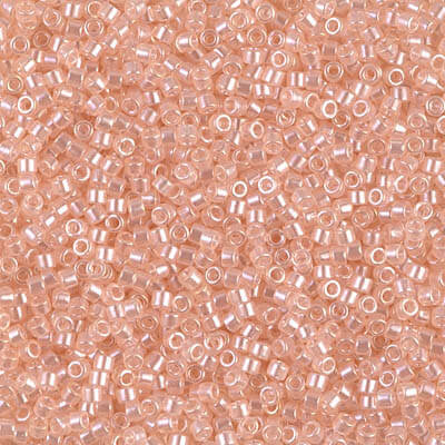 SIZE-11 TRANSPARENT PALE PEACH LUSTER Delica - Miyuki Seed Beads