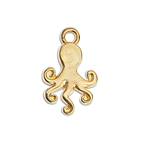Charm-OCTOPUS-15mm Gold Plated| Eureka Crystal Beads