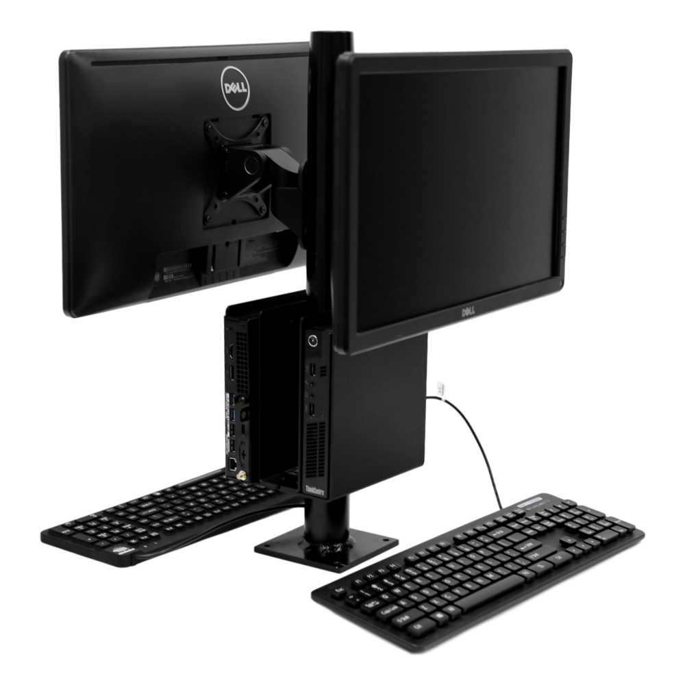 Space Constraint Dual Monitor Mount with Rear Internal Storage - First ...