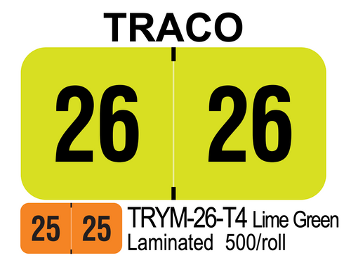 2026 TRACO TRYM-26-T4 Lime Green Laminated 500/roll - First Products