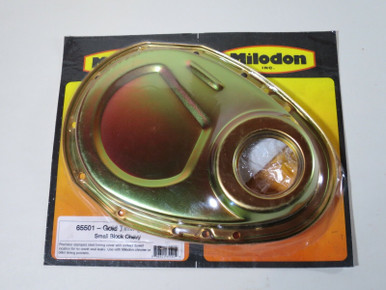Milodon 65501 Timing Cover 1-Piece Steel Gold Iridite Chevy Small Block ...