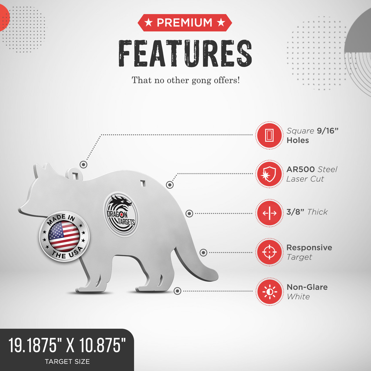 Dragon Targets Dragon 3/8" AR500 Steel Shooting Target