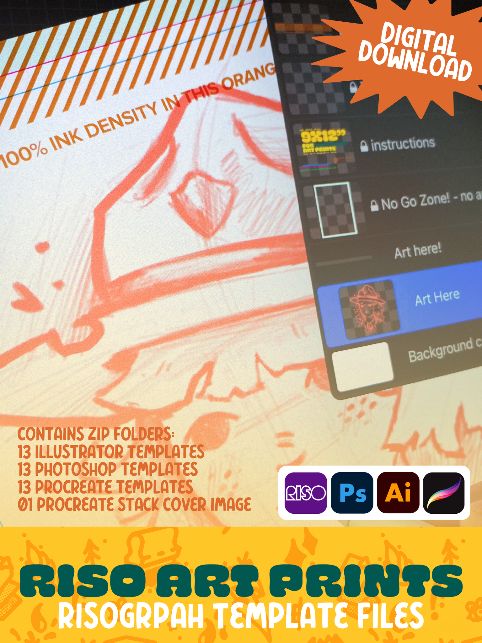 Riso Art Print Templates | Split Arrow