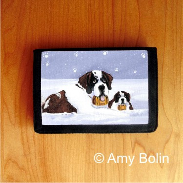 "Zeus & Ursa" Saint Bernard Trifold Wallet - Amy Bolin's Far Out! Art