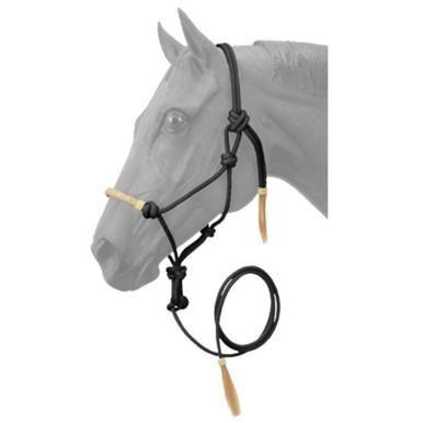 RAWHIDE NOSEBAND ROPE HALTER WITH LEAD, BLACK 50-1050-2-0 - Palmer Feed ...