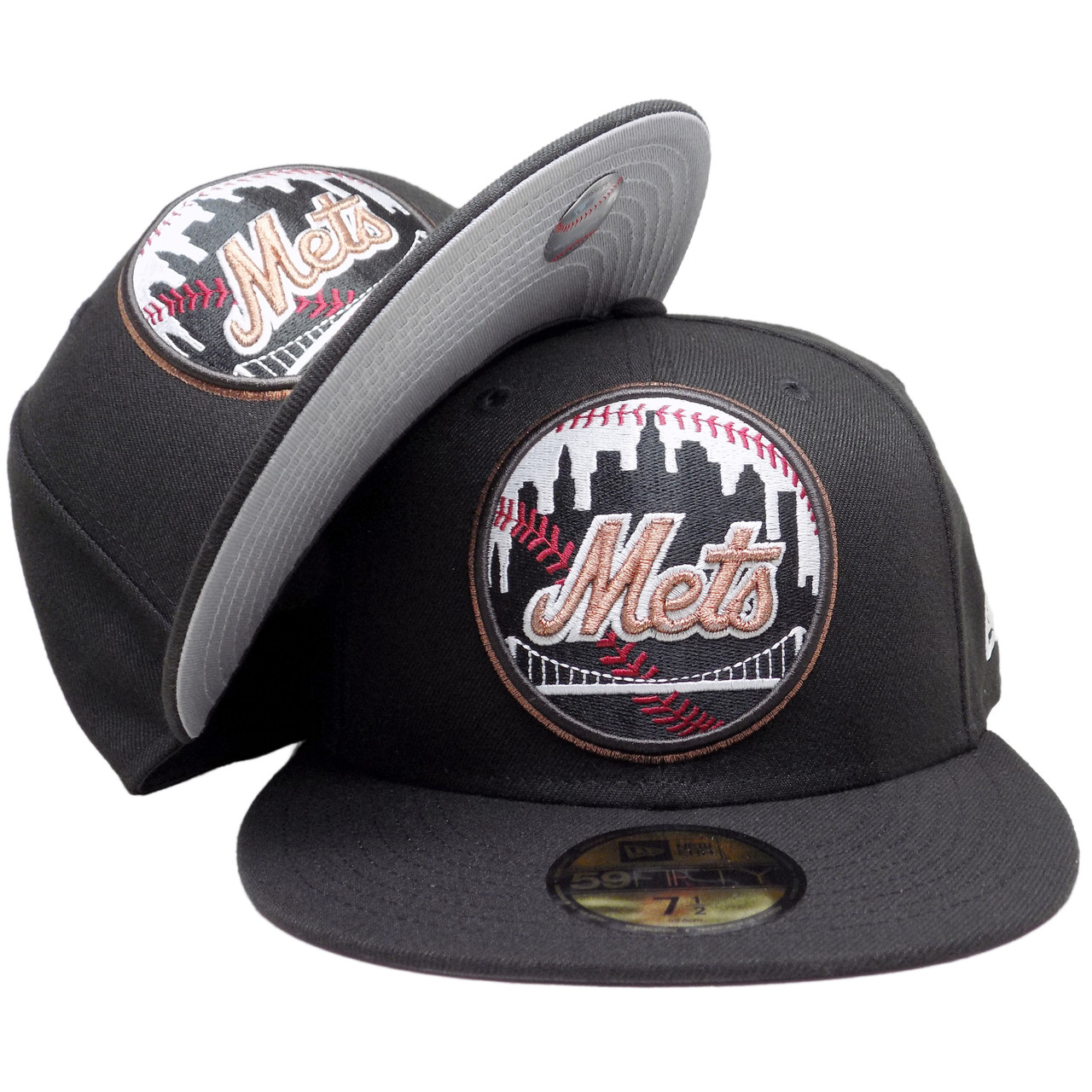 New York Mets Custom New Era 59Fifty Fitted - Black, Copper, Red, White ...