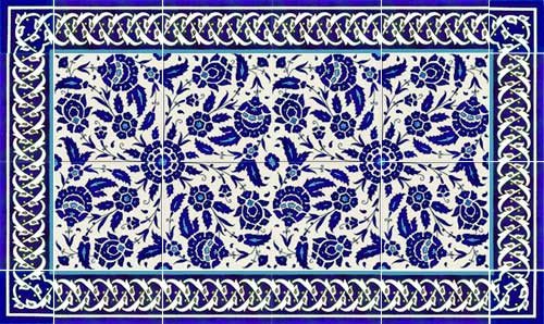Blue & white floral modular tiles and murals