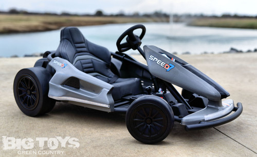 24v Bullet Electric Drift Kart w/ Upgraded Motors & Leather Seat - Gray ...