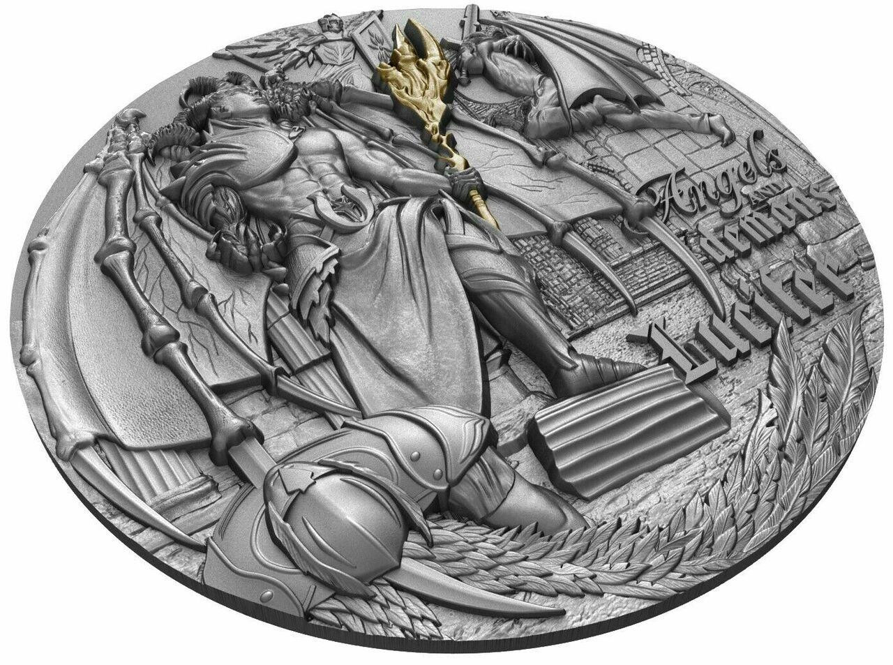Angels & Demons Lucifer 2oz Silver High Relief Gilded Coin Niue 2021 ...