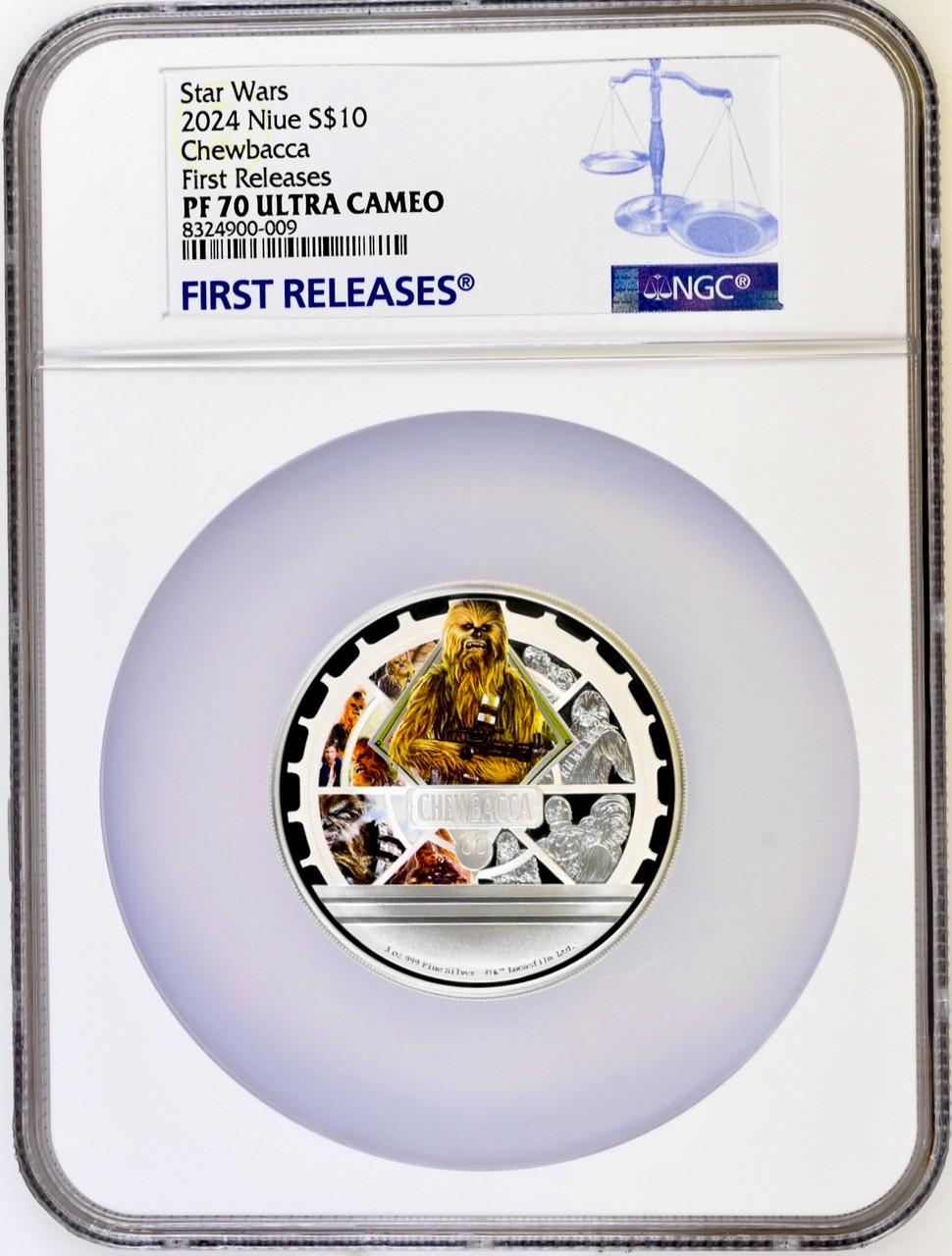 Star Wars Chewbacca 3oz Silver Coin By Agoro Mint 2024 Niue NGC 70 FR