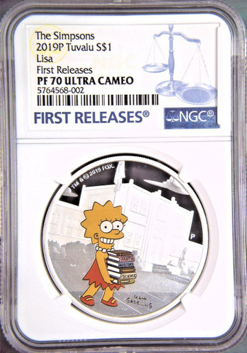 FIRST RELEASES 2019 THE SIMPSONS LISA SIMPSON 1OZ SILVER COIN NGC PF70 ...