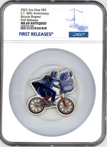2022 Niue E.T. The Extra Terrestrial 40th Ann. 2oz Silver Bicycle ...