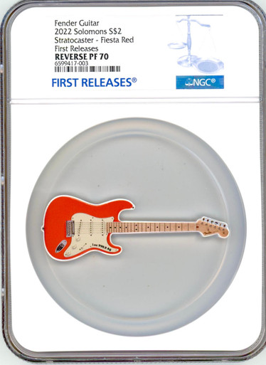 2022 Solomon Is 1 oz Silver Fender Stratocaster Fiesta Red Guitar Coin ...