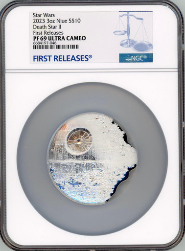 DEATH STAR II INCOMPLETE STAR WARS 3 OZ SILVER PROOF COIN 2023 NIUE