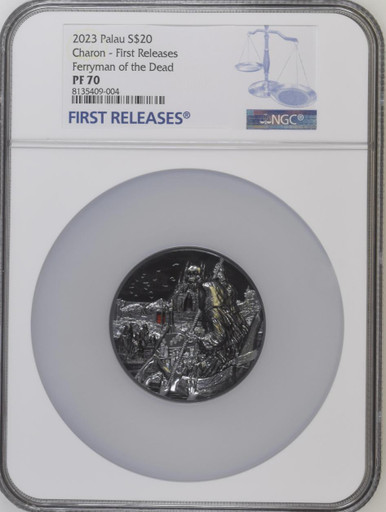 Charon Ferryman of the Dead 3 Oz Silver Coin NGC 70 FR $20 Palau 2023