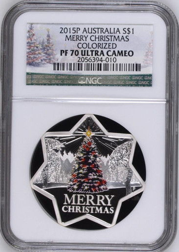 2015 Australia 1 oz Silver Christmas Tree Star Shaped Silver Coin NGC ...